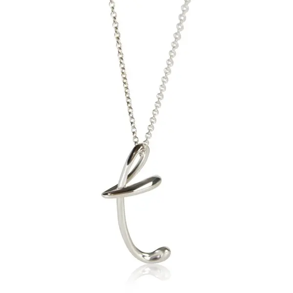Tiffany & Co. Sterling Silver Elsa Peretti Initial T Pendant Necklace