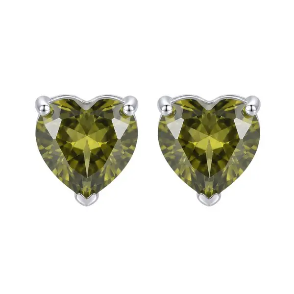 LATELITA London Amore Heart Peridot Stud Earrings In Silver - Green/silver