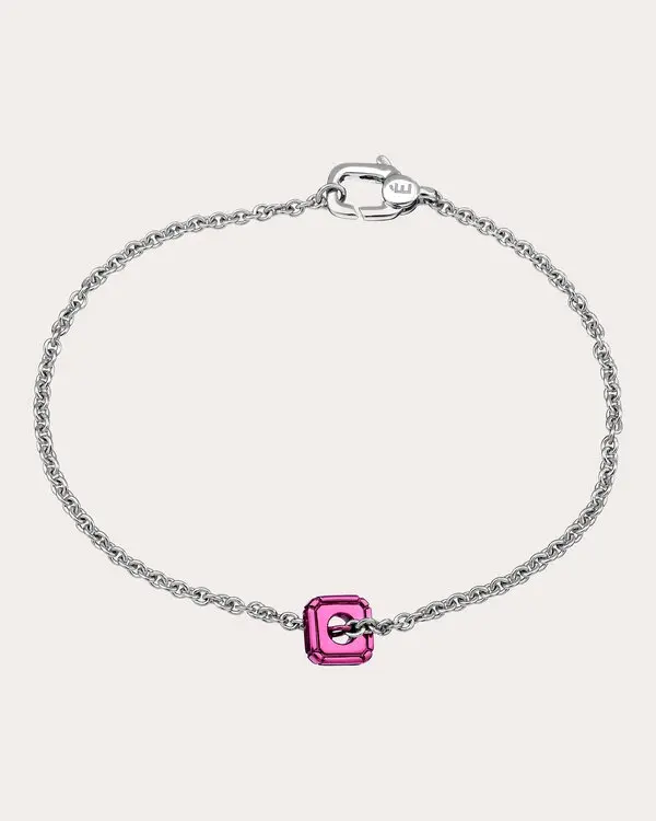 EERA 18k White Gold Chain Bracelet With Charm - Pink