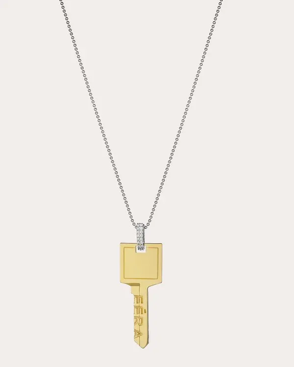 EERA Two-tone Key Pendant Necklace With Diamonds
