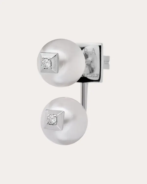 EERA Freshwater Pearl And Diamond Double Stud Earring