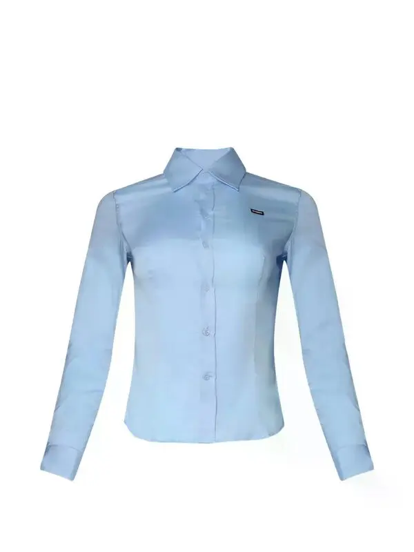 Vetements Fitted Logo Patch Shirt - Blue