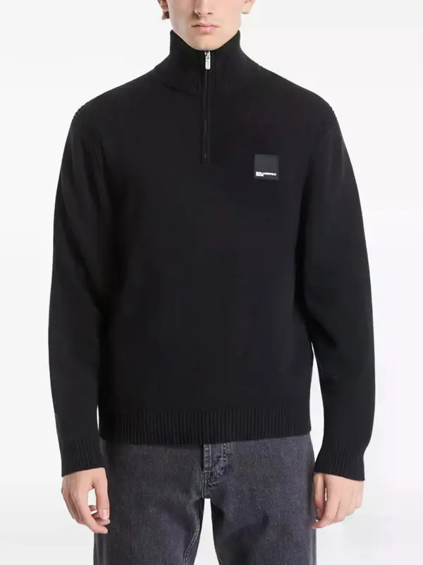 Karl Lagerfeld Logo Patch Quarter-zip Sweater