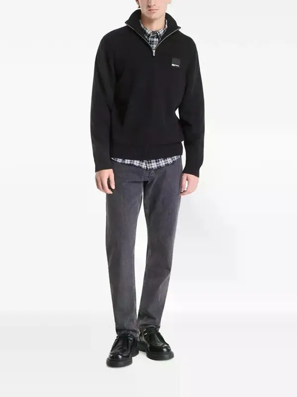 Karl Lagerfeld Logo Patch Quarter-zip Sweater