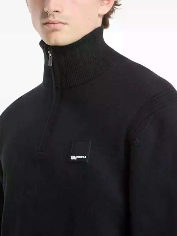 Karl Lagerfeld Logo Patch Quarter-zip Sweater
