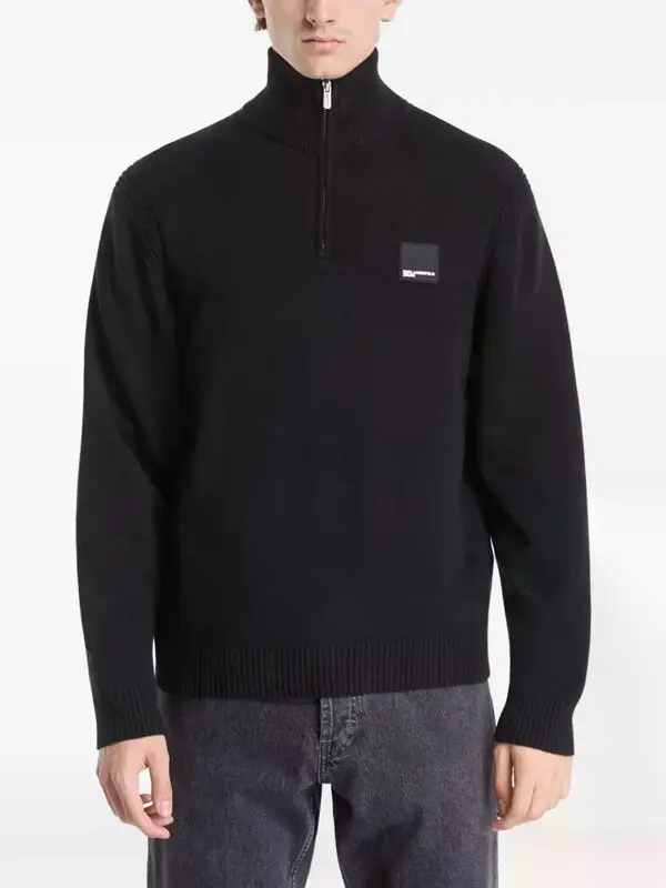 Karl Lagerfeld Logo Patch Quarter-zip Sweater