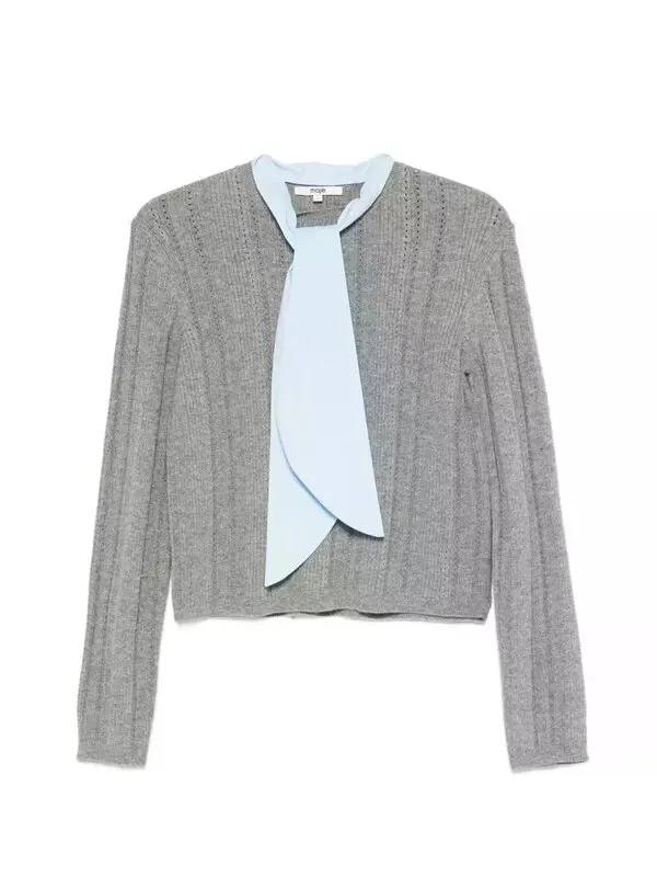 Maje Ribbed-knit Jumper With Bow Detail