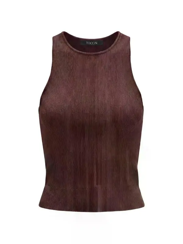 TOCCIN Ribbed Racer-neck Knit Tank