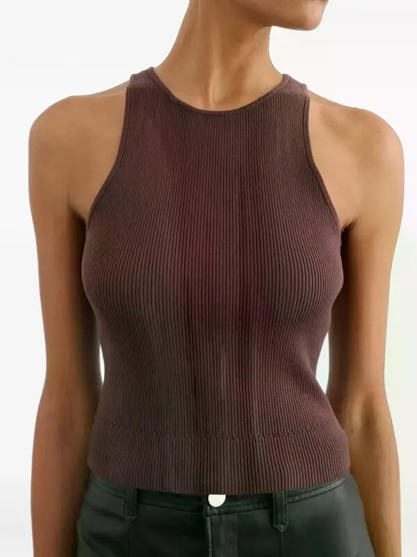 TOCCIN Ribbed Racer-neck Knit Tank