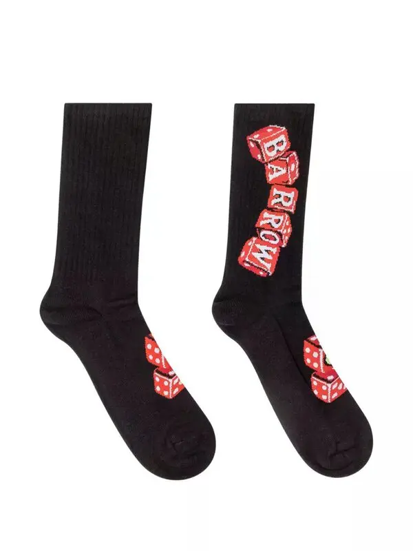 BARROW Dice-motif Ribbed-knit Socks Set Of Two - White