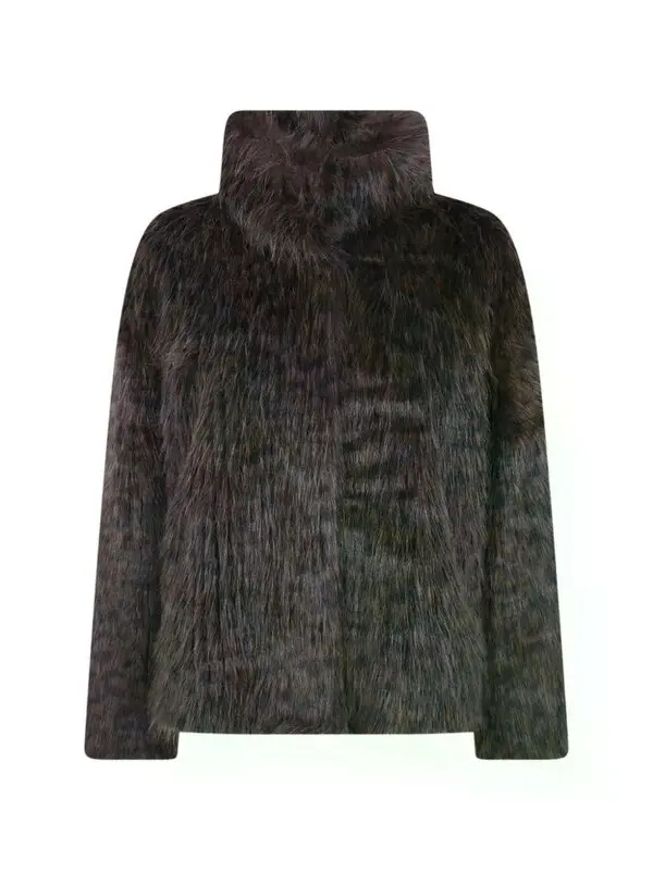 BETTA CORRADI Leopard-print Faux Fur High Neck Jacket