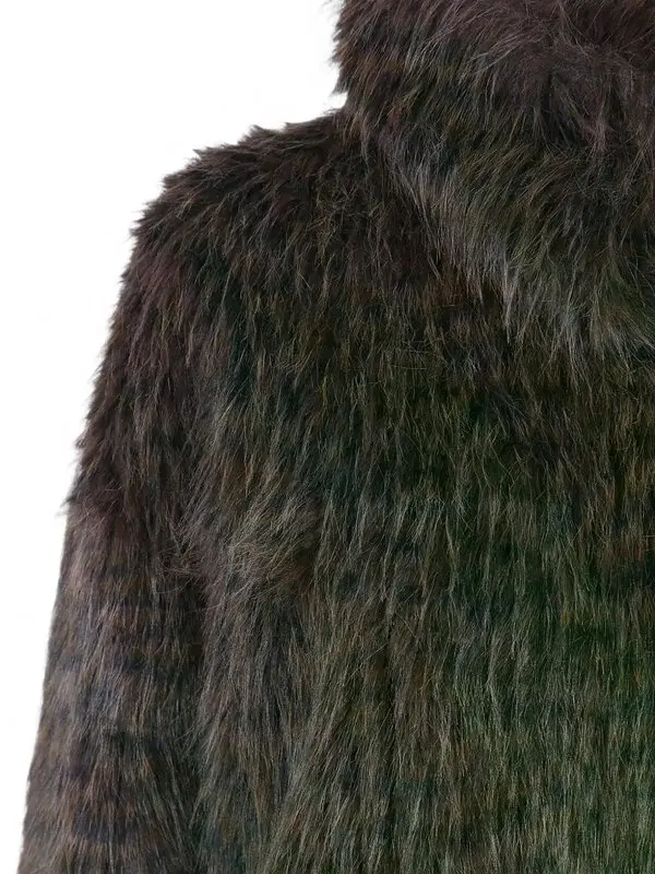 BETTA CORRADI Leopard-print Faux Fur High Neck Jacket