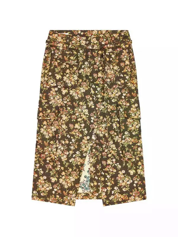 Dries Van Noten Floral Gobelin Weave Cargo Skirt
