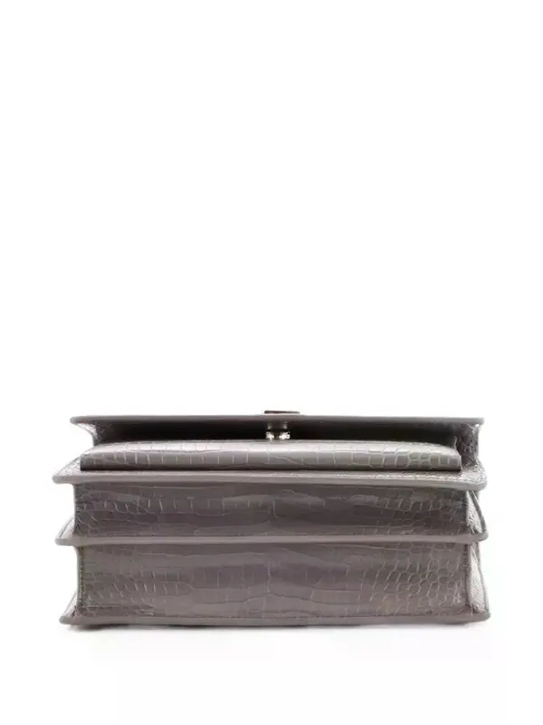 Saint Laurent Sunset Crocodile Embossed Leather Medium Crossbody Bag