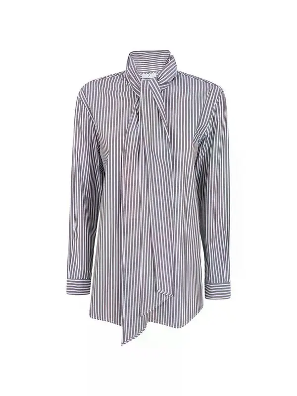 WHYCI Striped Pussy-bow Shirt
