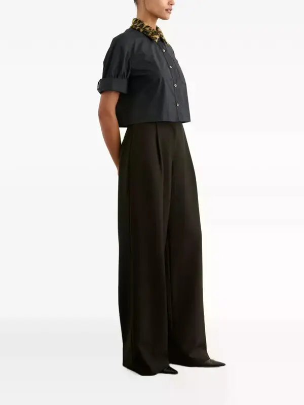 TOCCIN Zadie Leopard-print Collar Cropped Shirt
