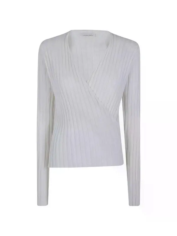 Liviana Conti Ribbed Knit Wrap-style Sweater - White
