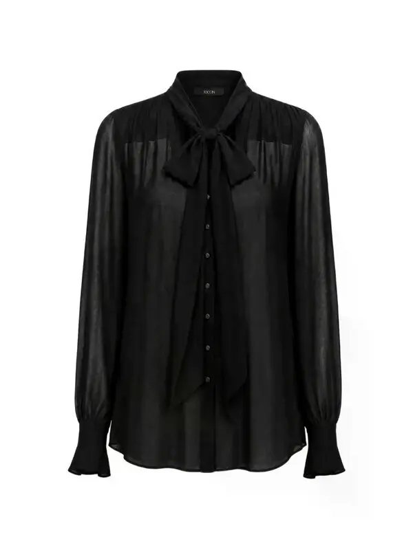 TOCCIN Kaila Tie-neck Button-front Blouse