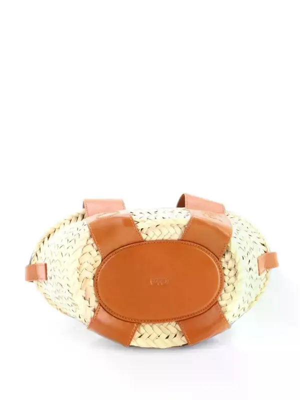 Chloé Sense Basket Tote Raffia With Leather Small Shoulder Bag - Brown
