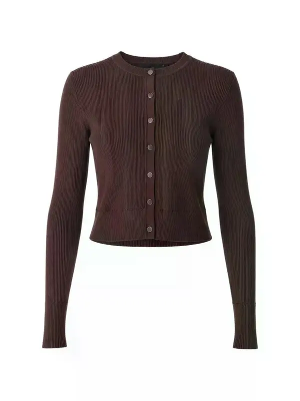 TOCCIN Zoe Ribbed-knit Cropped Cardigan - Brown
