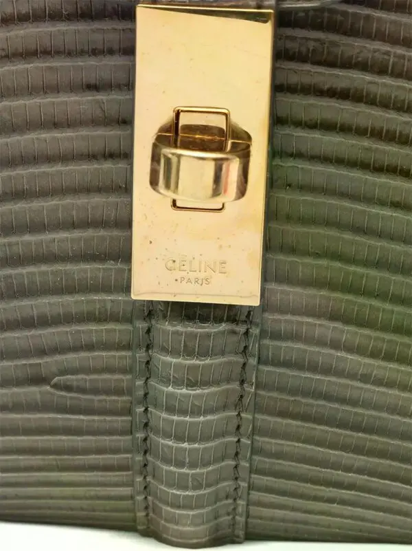Celine 2000s Small 16 Lizard-effect Tote Bag - Grey