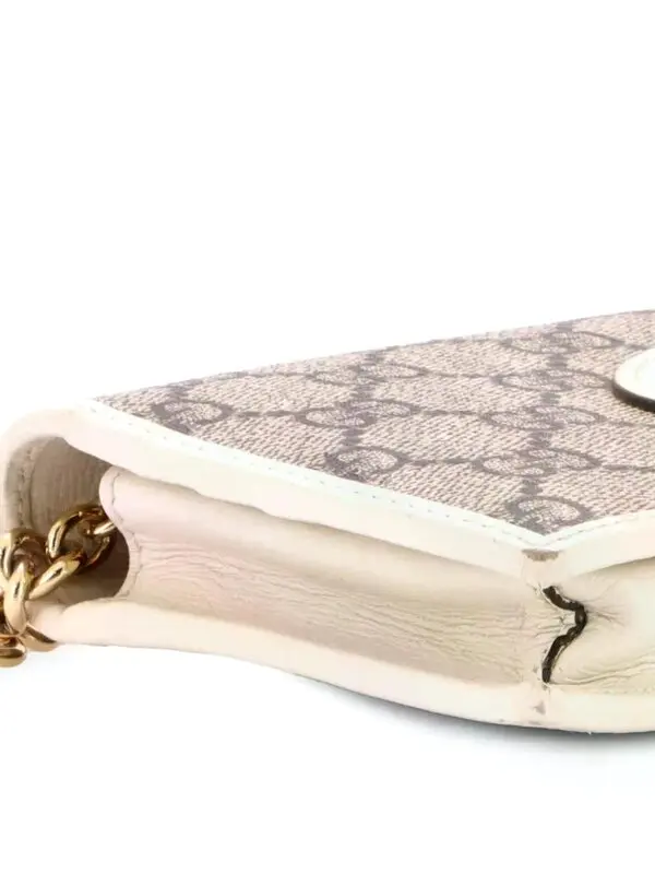 Gucci Horsebit 1955 Chain Wallet Gg Coated Canvas Crossbody Bag - Brown