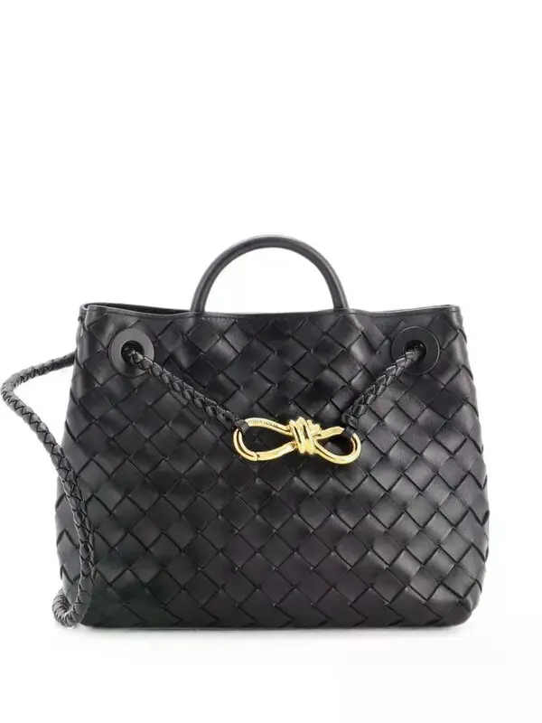 Bottega Veneta Andiamo Top Handle Bag Intrecciato Nappa Small Satchel - Black