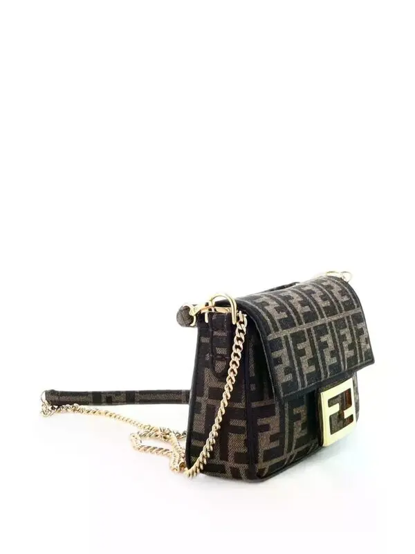 Fendi Zucca Canvas Mini Baguette Cross Body Bag