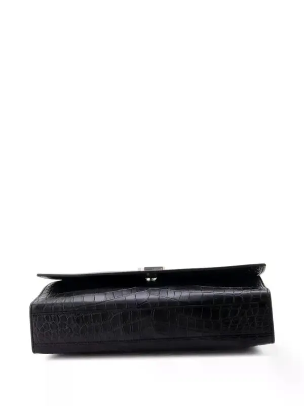 Saint Laurent Monogram Crocodile Embossed Leather Crossbody Bag