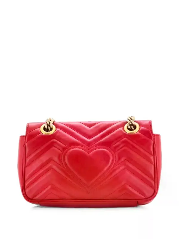 Gucci Gg Marmont Flap Bag Matelasse Leather Mini Crossbody Bag - Red
