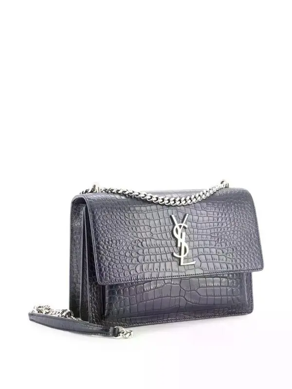 Saint Laurent Sunset Crocodile Embossed Leather Medium Crossbody Bag