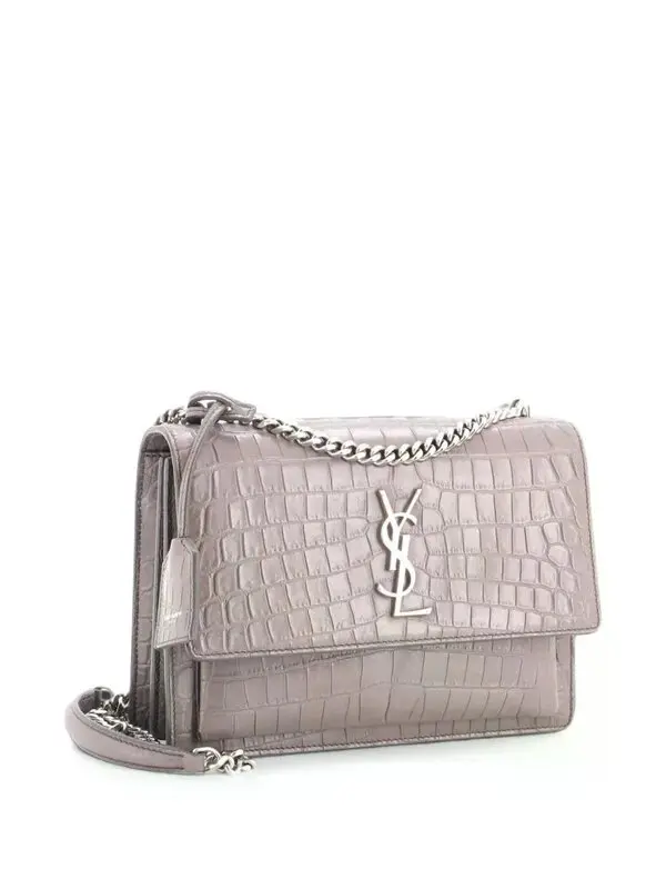 Saint Laurent Sunset Crocodile Embossed Leather Medium Crossbody Bag
