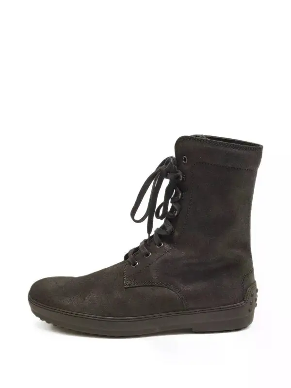 TOD'S Suede Lace-up Combat Boots - Black