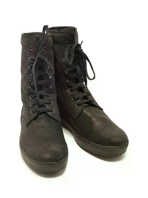 TOD'S Gommino-detail Lace-up Combat Boots - Black