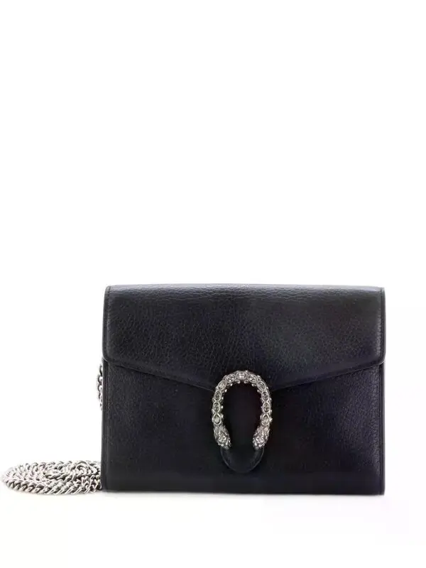 Gucci Dionysus Chain Wallet Leather With Embellished Detail Small Crossbody Bag - Black