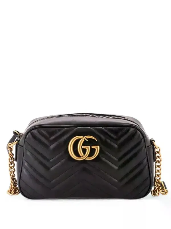 Gucci Gg Marmont Shoulder Bag Matelasse Leather Small Crossbody Bag - Black
