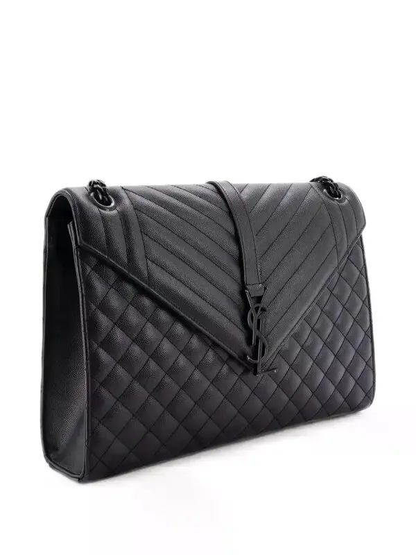 Saint Laurent Classic Monogram Envelope Satchel Mixed Matelasse Leather Large Shoulder Bag