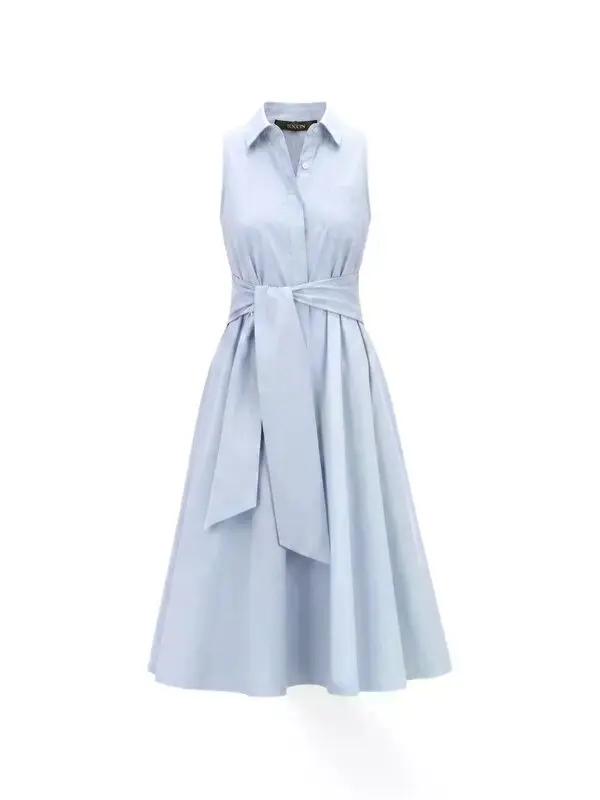 TOCCIN Sleeveless Shirt Midi Dress - Blue