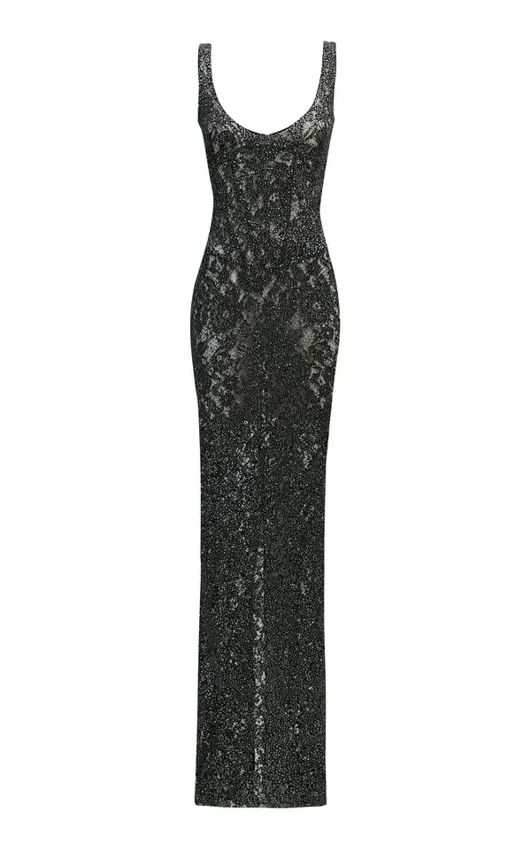 THE NEW ARRIVALS ILKYAZ OZEL Aela Lace Cotton Gown - Black
