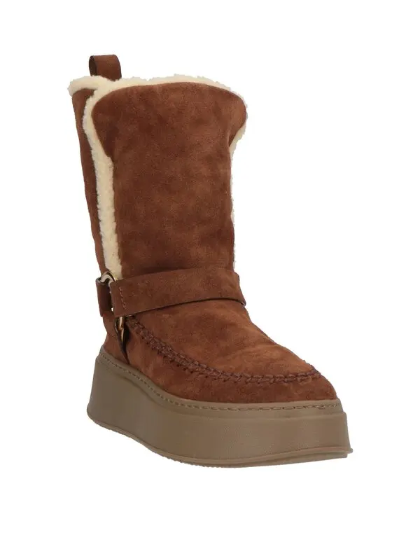 ODISSI Calfskin Ankle Boots With Teddy Fleece Trims