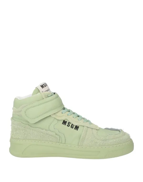 MSGM Leather And Suede High-top Sneakers