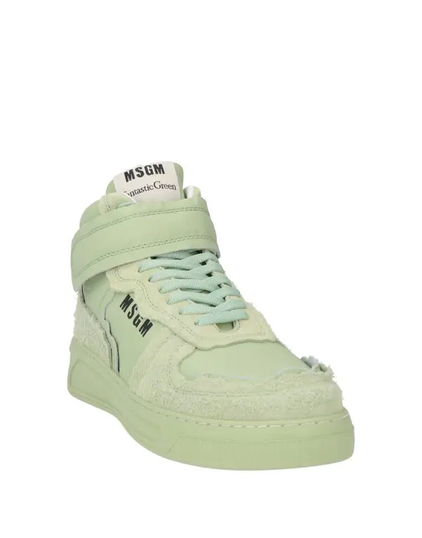 MSGM Leather And Suede High-top Sneakers