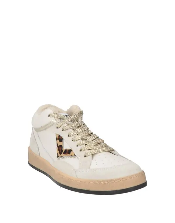 4B12 Leather And Suede Sneakers With Glitter Detail