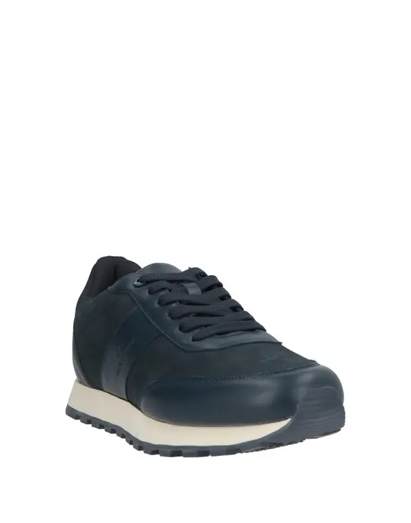 Paul & Shark Leather And Nubuck Low-top Sneakers - Navy