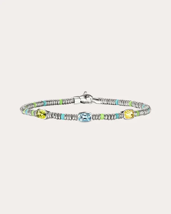 John Hardy Peridot & Lemon Quartz Heishi Gem Bracelet - Silver