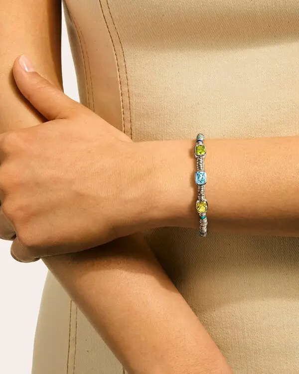 John Hardy Peridot & Blue Topaz Heishi Gem Bracelet