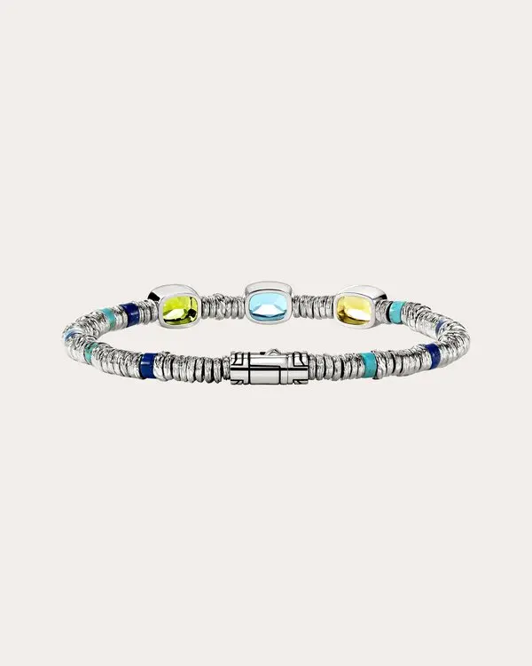 John Hardy Peridot & Blue Topaz Heishi Gem Bracelet