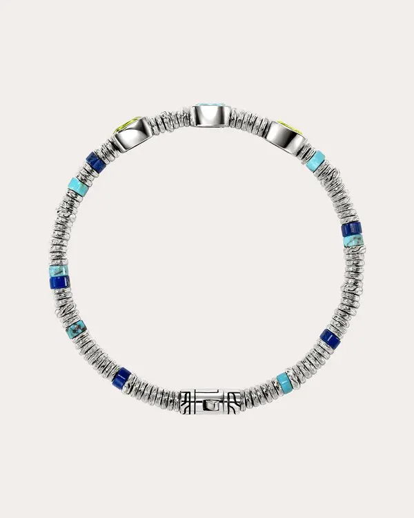 John Hardy Peridot & Blue Topaz Heishi Gem Bracelet