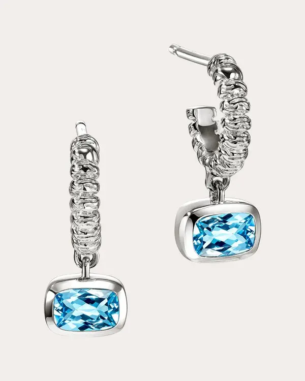 John Hardy Swiss Topaz Heishi Gem Hoop Earrings