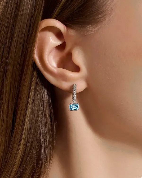 John Hardy Swiss Topaz Heishi Gem Hoop Earrings